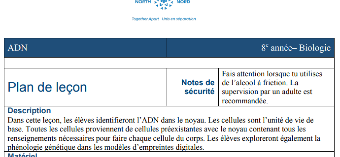 Fiche pédagogique enseignant.es - Science Nord - ADN | Idéllo