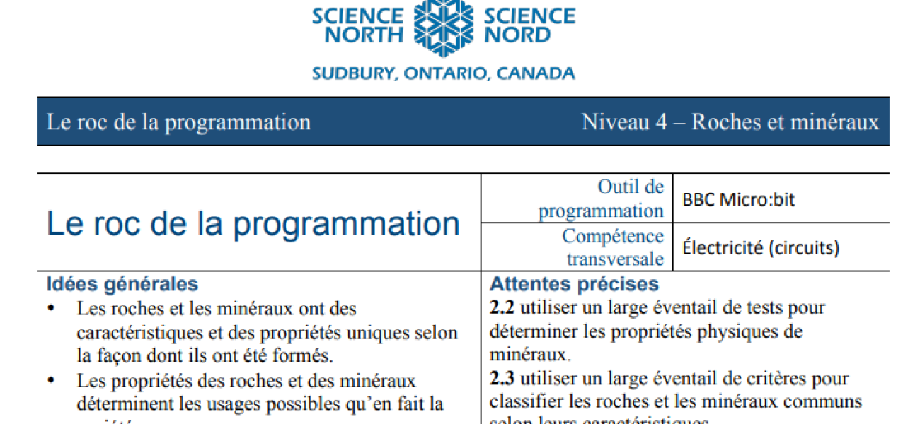 Fiche pédagogique enseignant.es - Science Nord - Le roc de la programmation | Idéllo