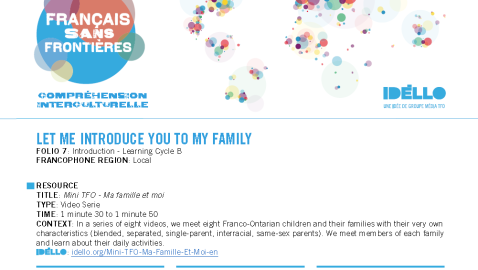 FRANÇAIS SANS FRONTIÈRES Folios 7-12 Cycle B | Idéllo