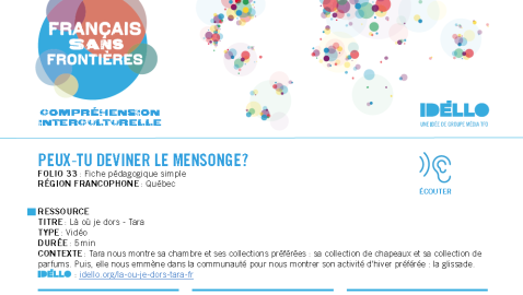 Fiche FRANÇAIS SANS FRONTIÈRES Folio 33 | Idéllo