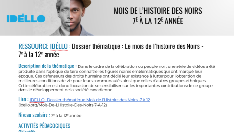 Fiche pédagogique - thématique : Le mois de l’histoire des Noirs - 7e à ...