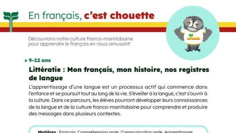 Fiche Littératie : Mon français, mon histoire, nos registres de langues ...